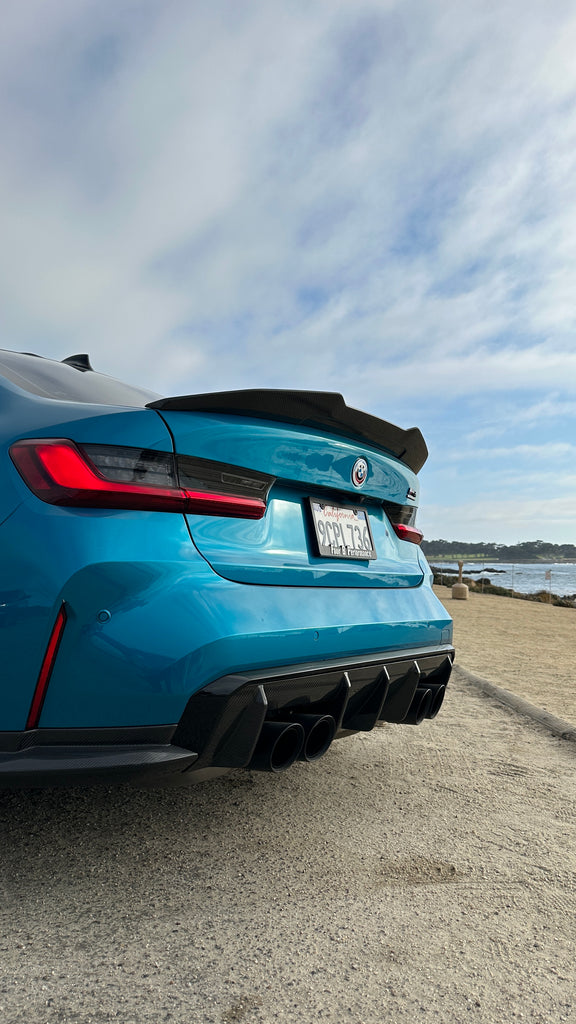PSM Style High Kick Carbon Fiber Trunk Spoiler - BMW G80 M3 & G20 3 Se ...